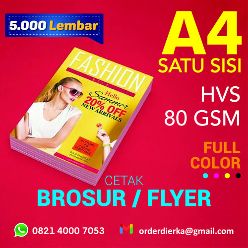 Jual CETAK BROSUR / FLYER A4 satu sisi HVS 80 gsm MOQ 5000 - Jakarta ...