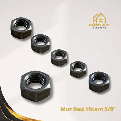 Jual Mur Besi Hitam 5/8" / Nut Hexagon Drat Kasar UNC / Mur Baut Kunci ...