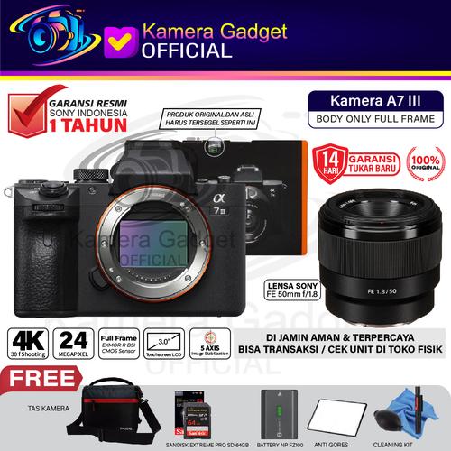 Promo Sony Alpha A7III - A7 III + FE 50MM F1.8 - A7M3 Mirrorless - PAKET STANDARD Cicil 0% 3x ...