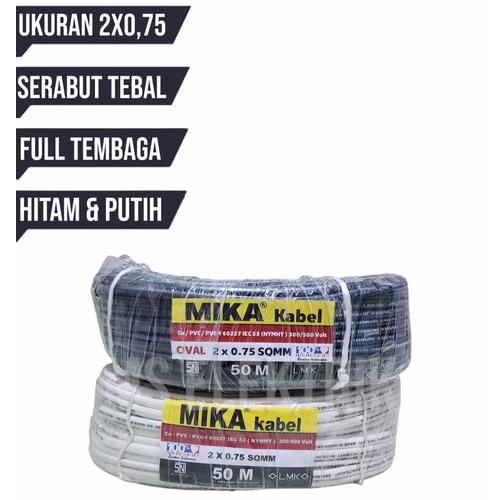 Jual MIKA kabel gepeng / oval serabut full tembaga ukuran 2x0,75 LMK ...