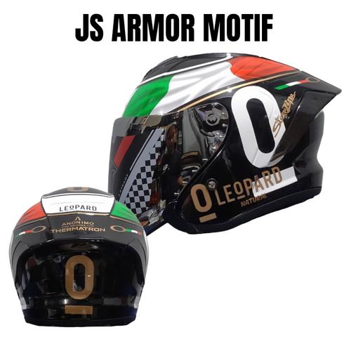 Jual HELM JS ARMOR HALF FACE MOTIF LEOPARD HITAM DOFF GLOSSY SNI - Leo ...