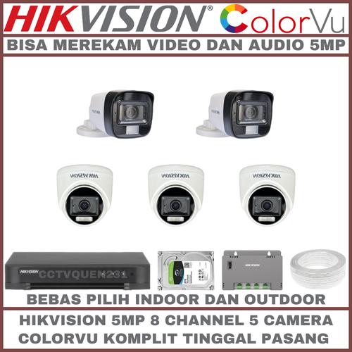 Jual PAKET CCTV HIKVISION COLORVU 5MP 8 CHANNEL 5 KAMERA TURBO HD ...