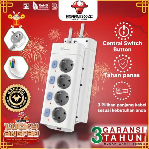 Jual Gongniu Stop Kontak 4 Lubang & Switch panjang kabel 1,5M - 5M - 1,5 Meter - Jakarta Barat ...