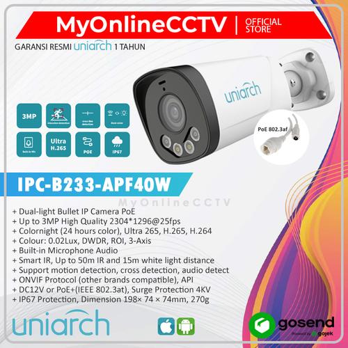 Promo IPC-B233-APF40W 3MP Uniarch Dual Light IP Cam CCTV Outdoor Audio Onvif Cicil 0% 3x ...