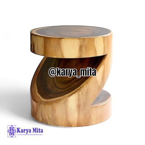Jual kursi stool unik bulat bentuk huruf Z / Stool Kayu Trembesi ...