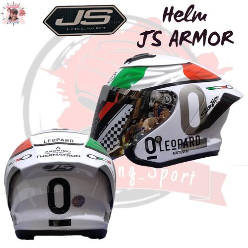 Jual HELM JS ARMOR HALF FACE MOTIF LEOPARD PUTIH STAR GREY DOFF SNI ...