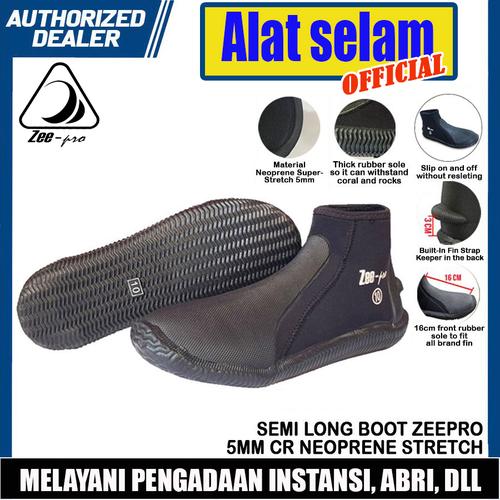 Jual Semi Long Boot Diving Zeepro Neoprene Stretch Booties 5mm Sepatu ...