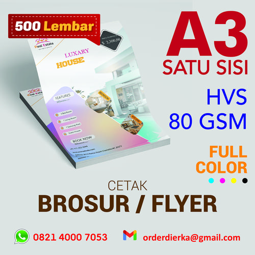 Jual CETAK BROSUR / FLYER A3 satu sisi bahan HVS 80 gsm - Jakarta ...