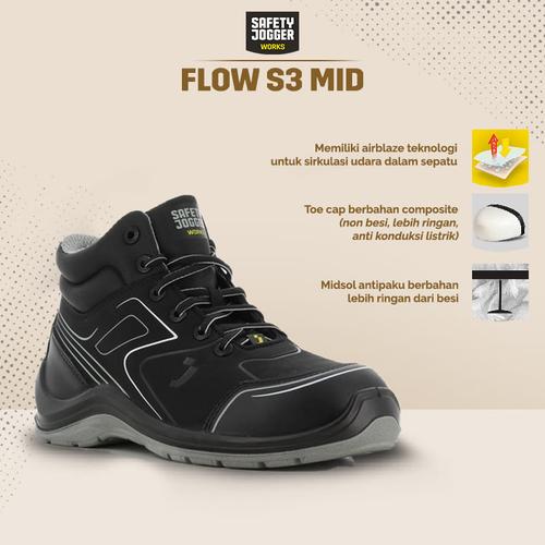 Jual Sepatu Safety Jogger FLOW S3 MID S3 / Sepatu Proyek Black Grey ...