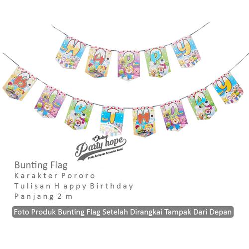 Promo Banner hbd pororo / Bunting Flag Hbd pororo / Banner Hbd kartun ...