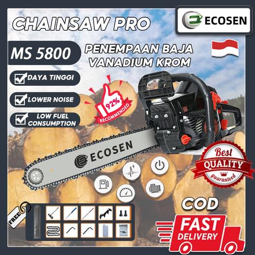 Jual GASOLINE CHAIN SAW Chainsaw 2 Tak 20/22/24 Inch Engine Kayu Dahan - Hitam, 20 Inch ...