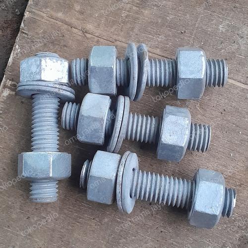 Jual stud bolt baja 1/2×65mm 2.mur 2.ring plat Hot Deep Galvanis ...