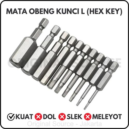 Promo Mata Obeng Bor Kunci L Set Lurus | Hex Key Hexagon Magnetic ...