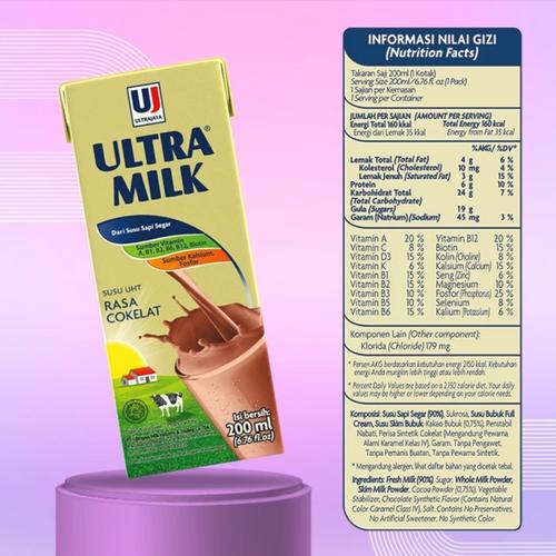 Jual Ultra Milk - Susu UHT 200ml - Coklat - 1 Dus isi 24pcs - 1 pcs ...
