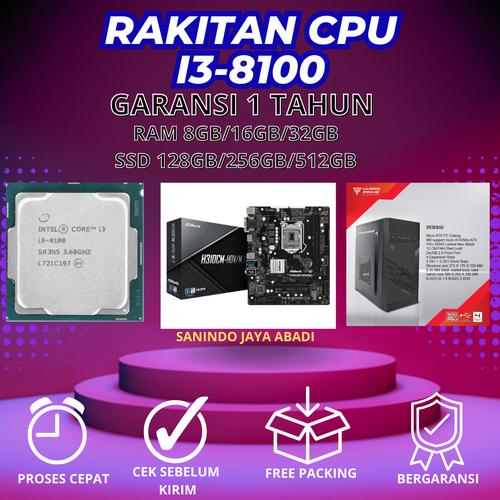 Jual PC RAKITAN CPU RAKITAN INTEL CORE i3-8100 GARANSI 1 TH - 8GB ...