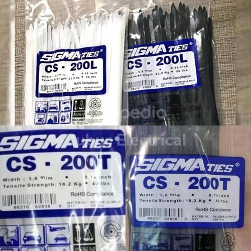 Jual Sigma Kabel Ties CS-200L 200x4,8/CS-200T 200x3,6 Cable ties Tie ...