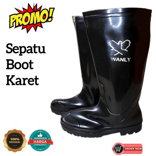 Jual Sepatu Boot boots Panjang Karet Hitam Anti Air Sepatu Proyek ...