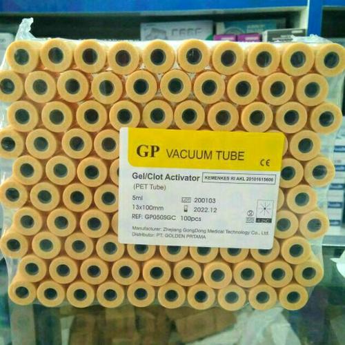 Jual tabung darah vacuum tube gel / clot activator (pet tube) - 3 ml ...