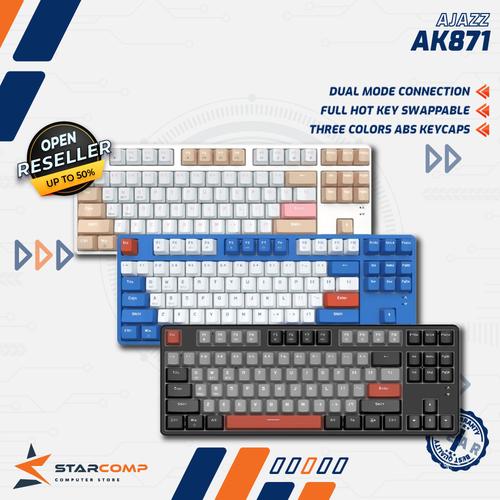 Jual Ajazz AK871 Wireless Hotswap Dual Mode Mechanical Gaming Keyboard - White, RED - Kab ...