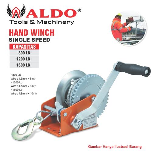 Jual HAND WINCH SINGLE SPEED / KATROL MANUAL / KEREKAN MERK ALDO - 800 ...