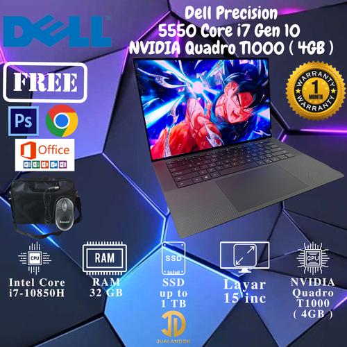 Jual Laptop Dell Precision 5550 Core i7 Gen 10 - RAM 64GB - SSD 1TB - 15 inch - NVIDIA Quadro ...