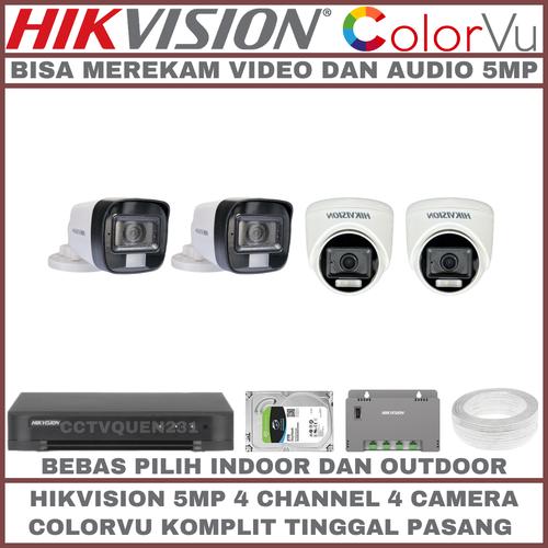 Jual PAKET CCTV HIKVISION COLORVU 5MP 4 CHANNEL 4 KAMERA TURBO HD ...