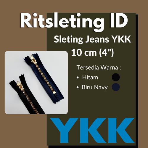 Jual Sleting Jeans 10cm (4") & 20cm (8") Asli YKK Emas (Satuan) - Hitam, 4" - Kota Bandung ...