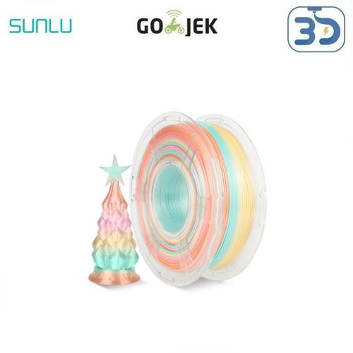 Jual SUNLU 3D Printer Filament Silk PLA+ Rainbow Multi Color Neat ...