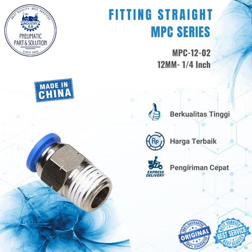 Jual Fitting Angin Straight Lurus MPC-12-02 12MM x /4 Inch Pneumatic ...