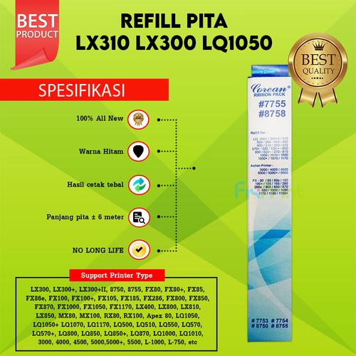 Jual Refill Pita Ribbon # 8758 PRINTER LX 300 LX 800 LQ 310 LX310 ...