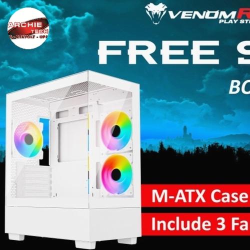 Jual Case VenomRX FreeSky White M-ATX Include 3 Fan Casing PC - Kota ...