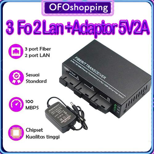 Jual [POE] 3F2E Media Converter 3 Fo 2 Lan Fiber Optik Media Converter ...