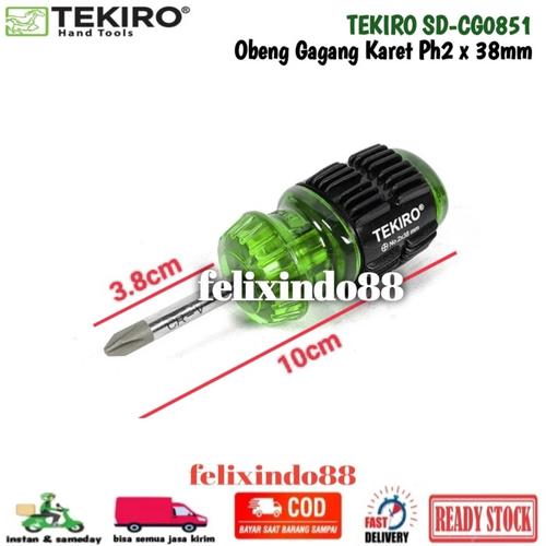 Jual Obeng Kembang Tekiro Pendek Gagang Karet Plus Cebol Magnet Ph2 x ...