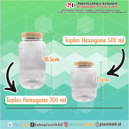 Jual Toples Hexagon + tutup 500ml & 700 ml plastik PET Toples Segi Enam - 500 ml - Kota ...