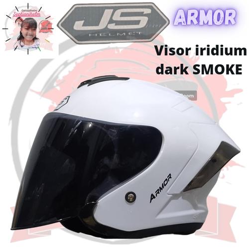 Jual HELM JS ARMOR HALF FACE SOLID POLOS PUTIH GLOSSY WHITE GLOSSY SNI ...