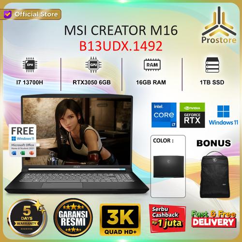 Promo MSI Creator M16 I7 13700H RTX3050 16GB 1TB W11+OHS QHD+ 100DCIP3 BLIT - LAPTOP Cicil 0% 3x ...