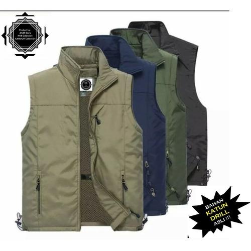 Jual Rompi Pria vest lapangan simpel/Rompi motor/Rompi outdoor - Hitam ...