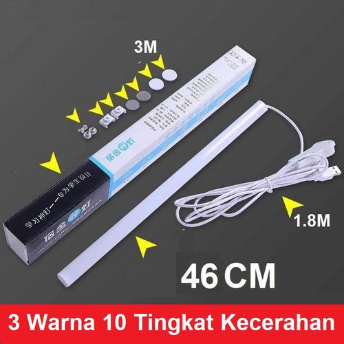 Jual Lampu Neon LED USB Belajar Kerja Rumah Komputer Cahaya Tempel Portabl - 3 Warna 46cm ...
