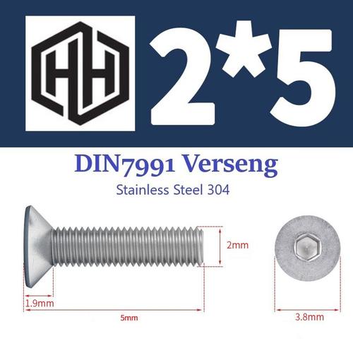 Jual Baut L Flat M2 x 5 Verseng Flat Head Hex Stainless Steel BV25 ...
