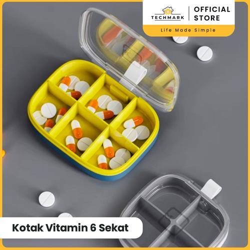 Jual Kotak Tempat Obat Vitamin Harian 6 Sekat dengan Tutup Transparan ...