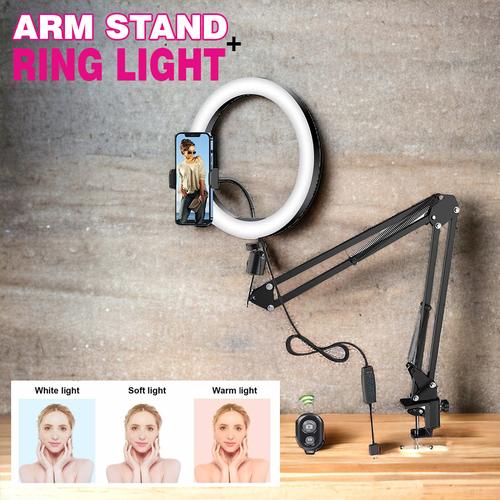Jual Lampu Halo Ring Light LED Tri Color 10 Inch with Phone Holder Arm ...