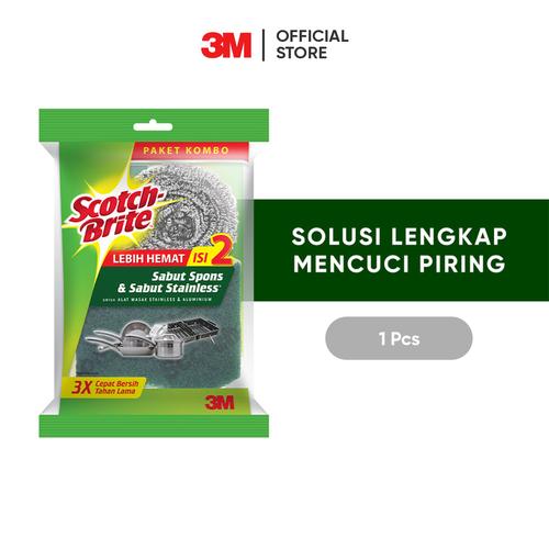 Promo 3M Scotch-Brite Sabut Spons Cuci Piring + Sabut Stainless ID-C01 ...