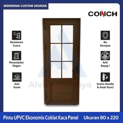 Jual Pintu UPVC Conch Ekonomis Coklat Panel List Kaca - Req Ukuran ...