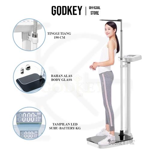 Promo RTC-200 Timbangan Berat Badan Digital +Pengukur Tinggi Badan Kap ...