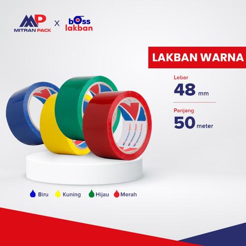 Jual Lakban Warna Merah Biru Kuning Hijau Mitran Pack Solatip 48 mm x ...