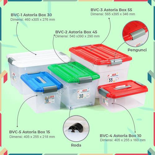 Promo MICTON Lion Star Basic Home Astoria Box Kotak Kontainer Plastik Roda 4 - BVC-1 BOX 30 ...