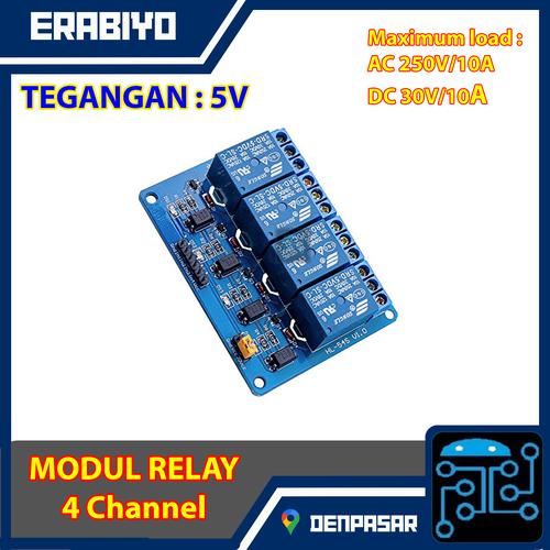 Jual Relay 4 Channel 5V With Optocoupler Module Arduino - Kota Denpasar ...