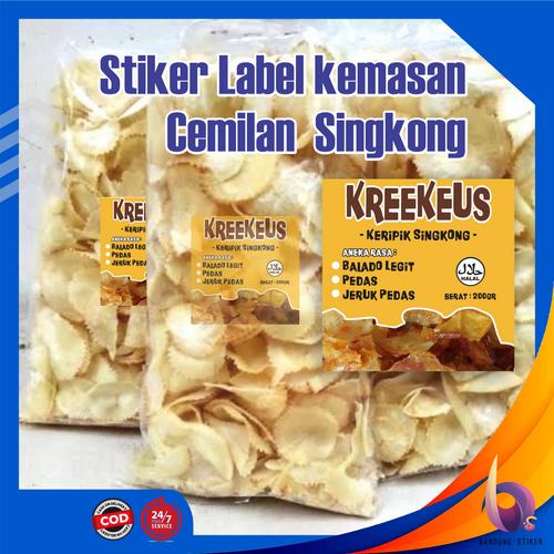 Jual Stiker Label Logo Kemasan Jualan Produk Keripik Singkong Gratis ...