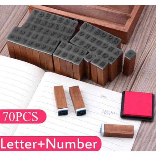 Jual isi 70Pcs Stempel Cap Kayu Karet Bentuk Angka / Huruf Alfabet ...