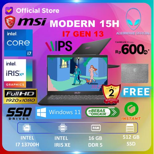 Promo MSI Modern 15H i7-13700h 16GB 512GB Iris Xe Win 11 15,6" Full HD ...